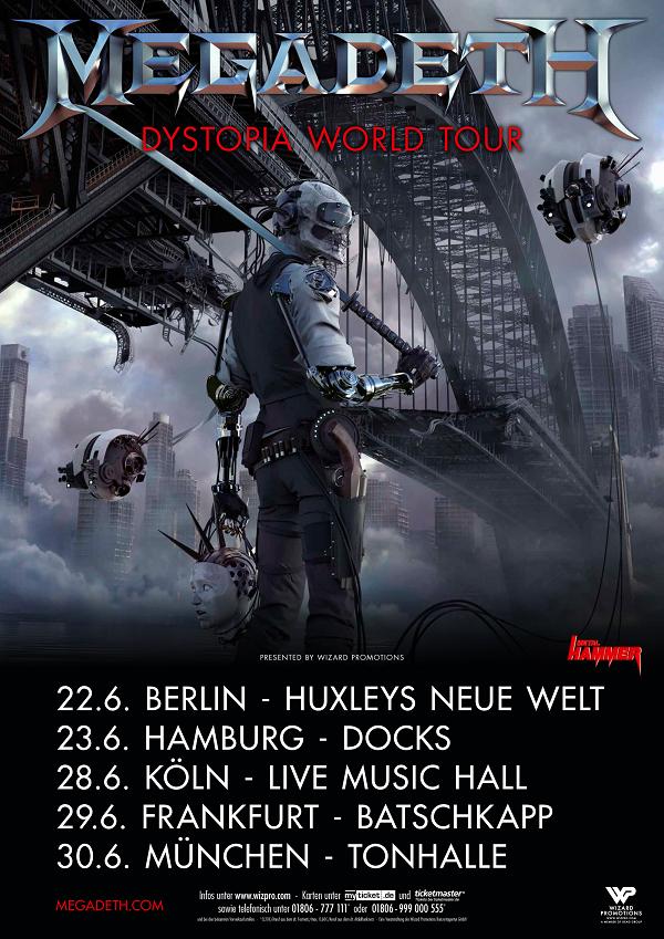 MEGADETH – DYSTOPIA WORLD TOUR 2016 – metal-heads.de